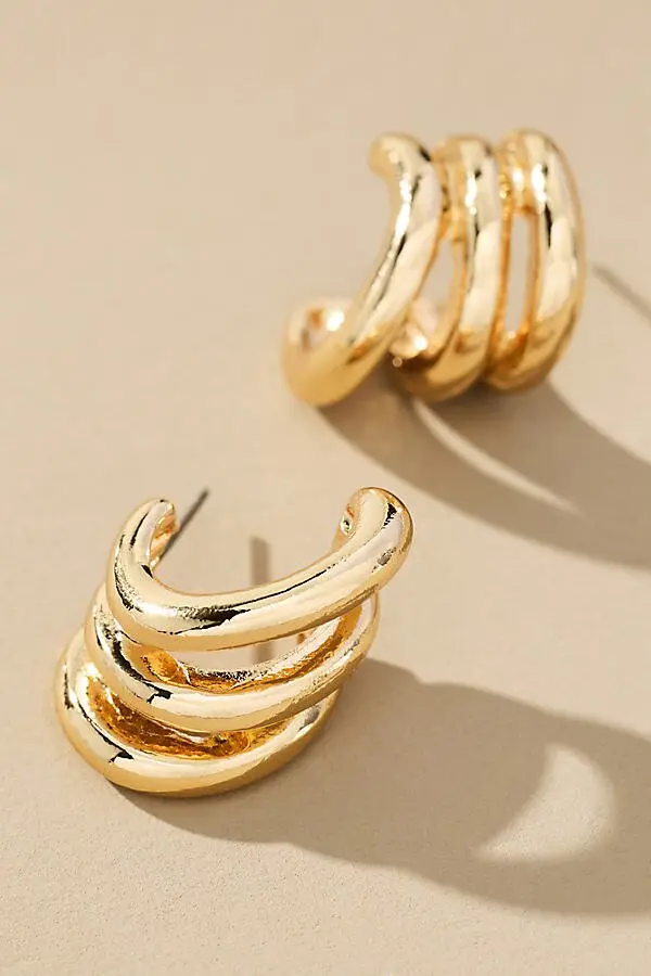 Anthropologie Mini Hoop Stacker Earrings - Gold