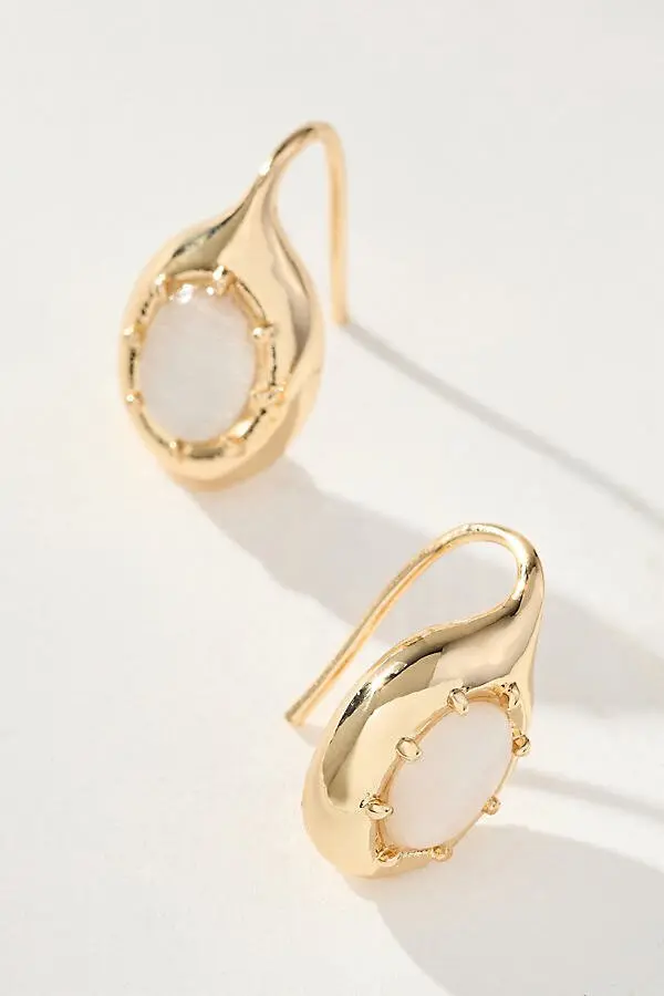 Anthropologie Crystal Fishhook Earrings - Cream