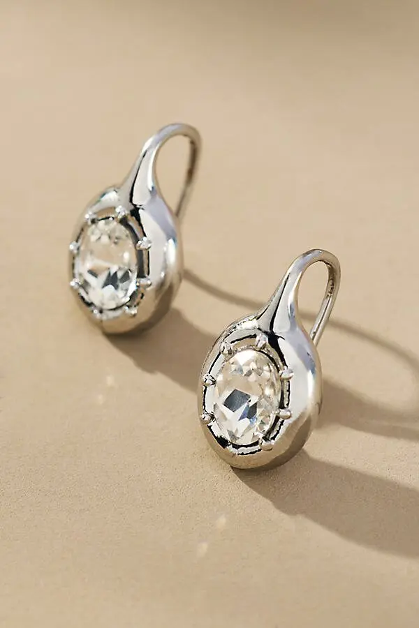 Anthropologie Crystal Fishhook Earrings - Silver