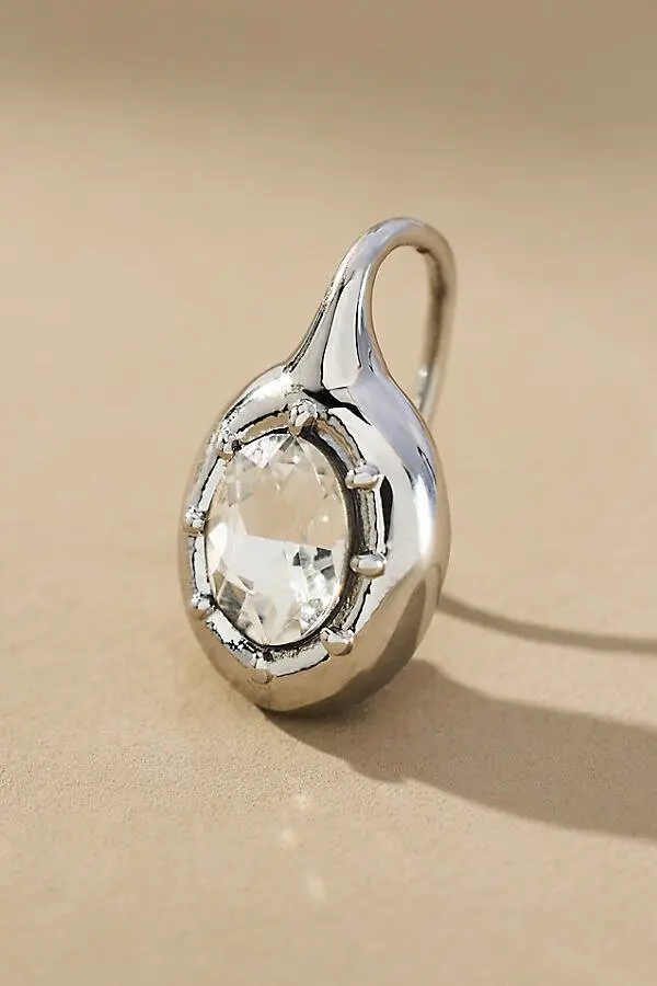 Anthropologie Crystal Fishhook Earrings - Silver