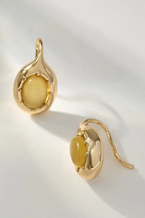 Anthropologie Crystal Fishhook Earrings - Yellow