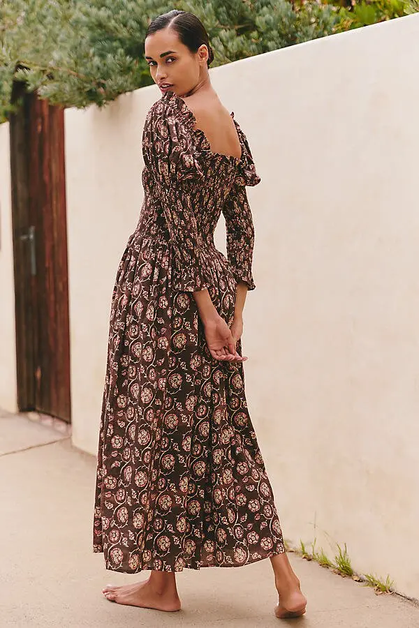 RO'S GARDEN Jocelyn Puff-sleeve Maxi Dress