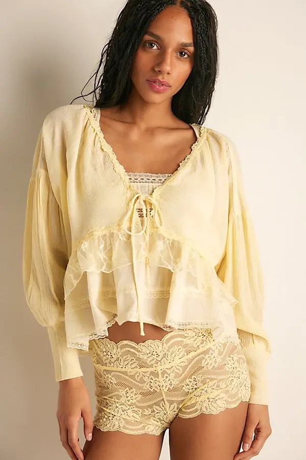 Free People Intimately Bed Jacket - Double Butter