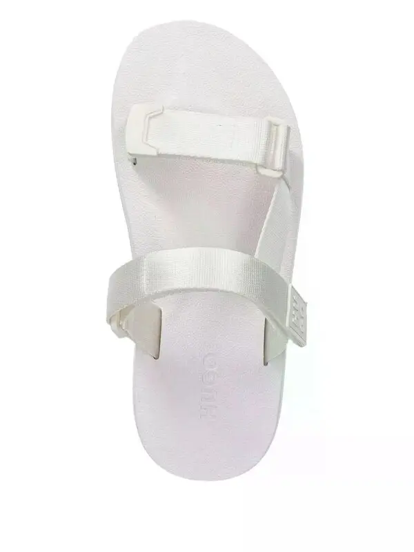 Hugo Boss Double-Strap Flat Sandals White Editorialist