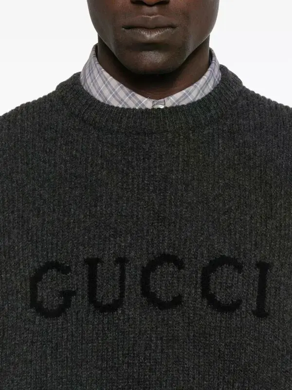 Gucci Logo-embroidered Ribbed Sweater