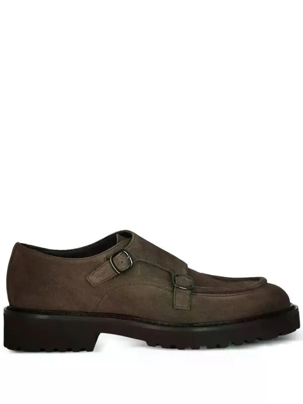DOUCAL'S Double-buckle Suede Monk Shoes - Brown