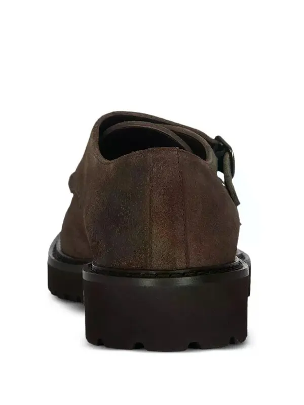 DOUCAL'S Double-buckle Suede Monk Shoes - Brown