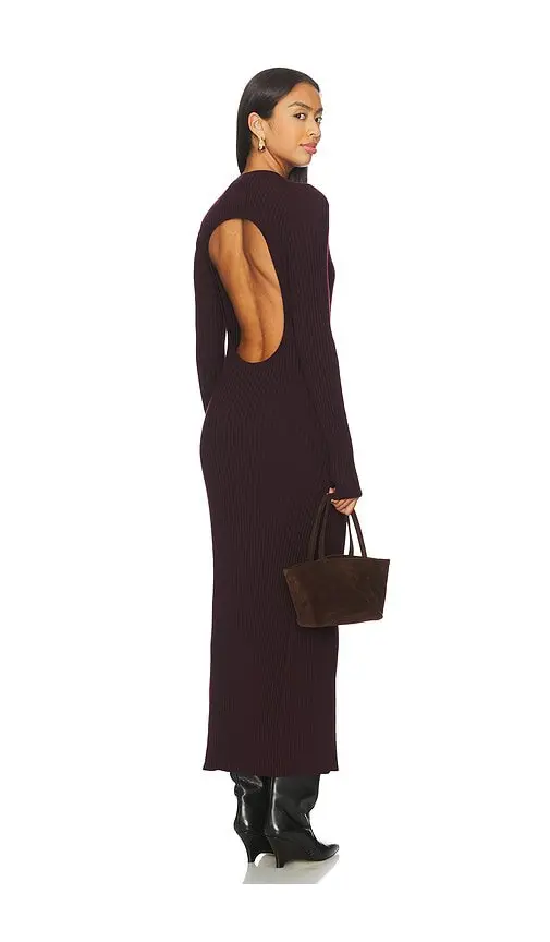 Helmut Lang Open Back Rib Dress - Eggplant
