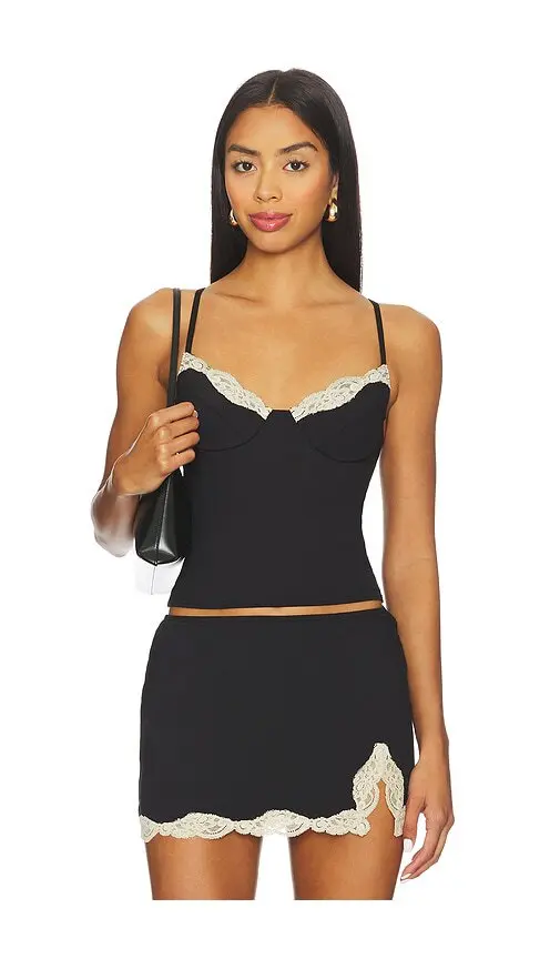 Only Hearts Delicious With Lace Rose Underwire Cami - Black & Parchment