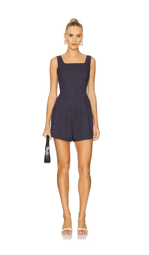 WeWoreWhat Corset Romper - Navy & White Multi