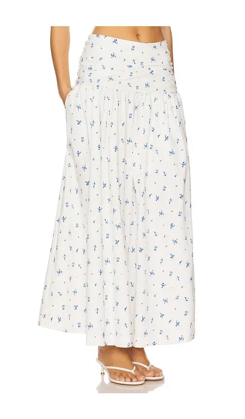 WeWoreWhat Ruched Waist Midi Skirt