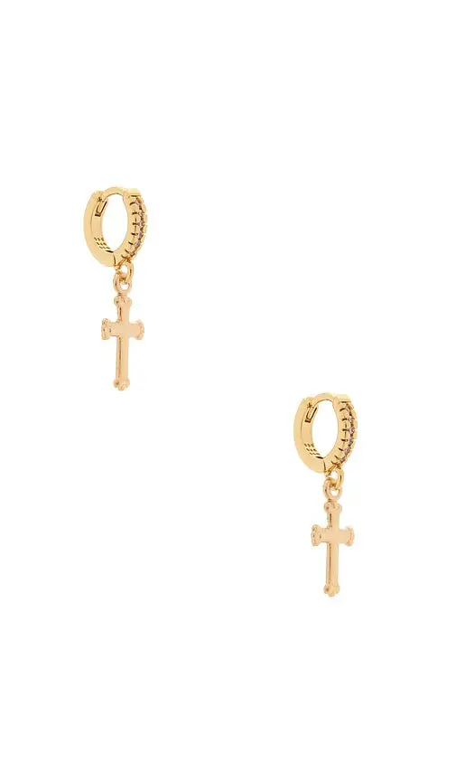 JOY DRAVECKY JEWELRY Maldives Cross Hoop Earrings - Gold