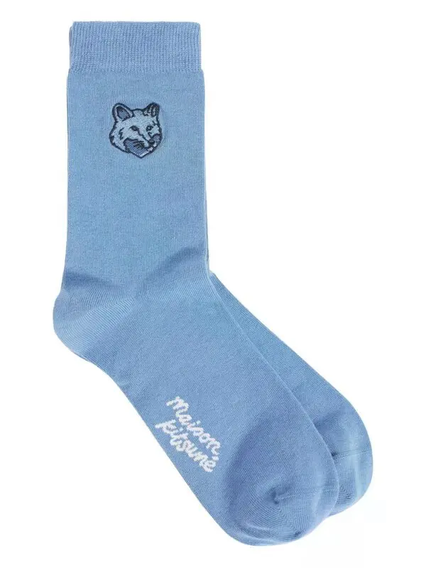 Maison Kitsuné Fox-head Embroidered Socks - Blue