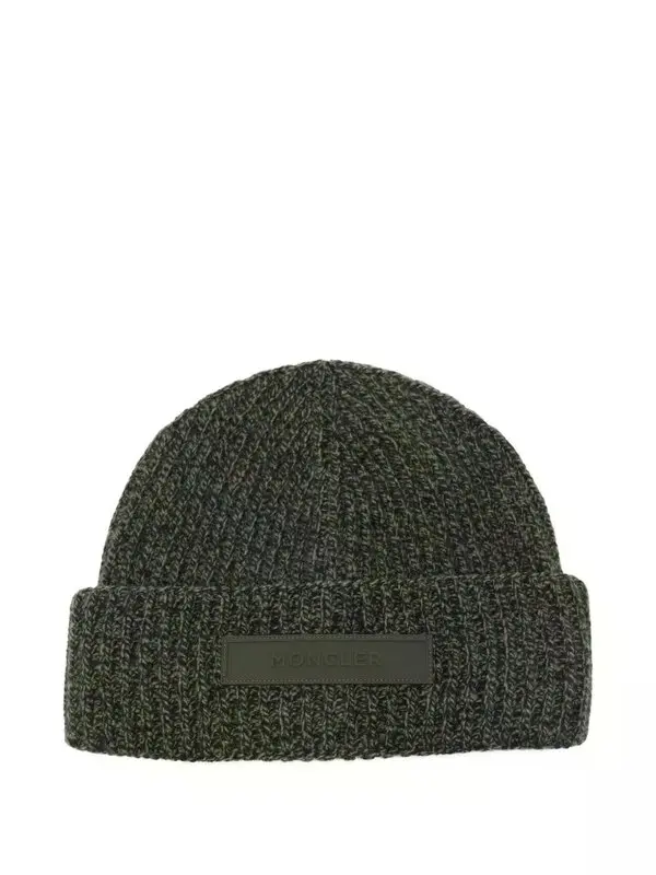 Moncler Logo-patch Ribbed-knit Beanie - Green
