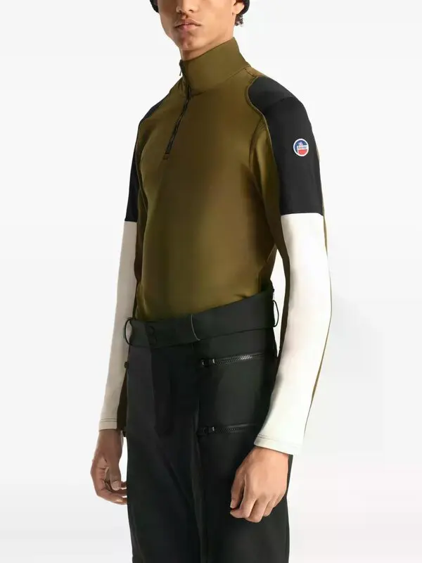 Fusalp Colourblock Half-zip T-shirt - Brown