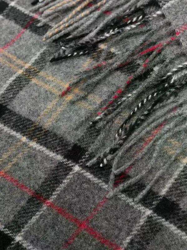 Barbour Fringed Tartan Lambswool Scarf - Grey