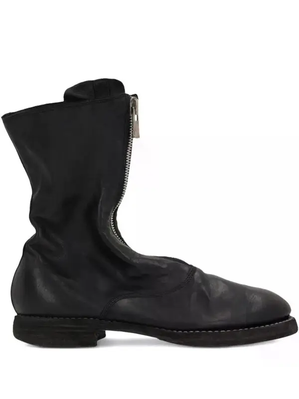 Guidi Zip-front Round-toe Boots - Black