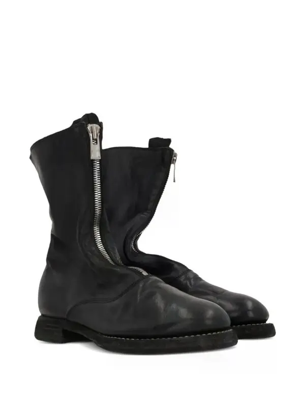 Guidi Zip-front Round-toe Boots - Black