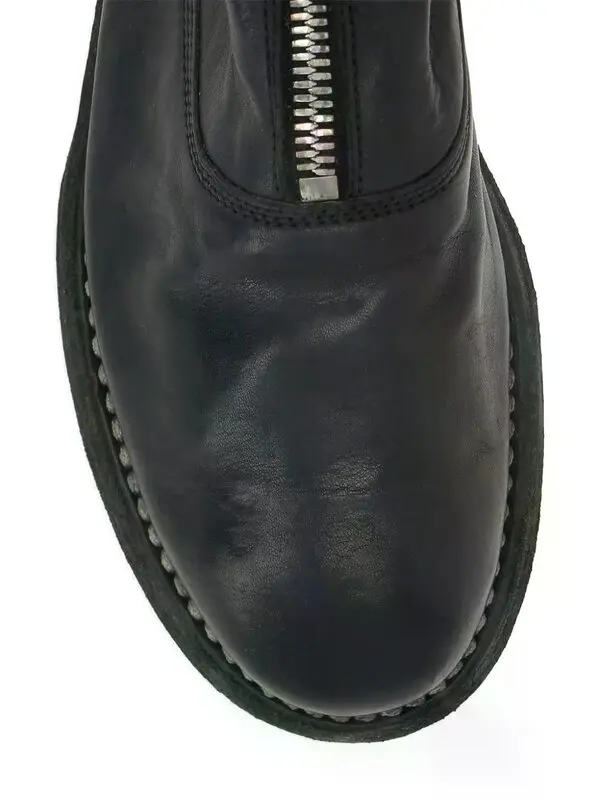 Guidi Zip-front Round-toe Boots - Black