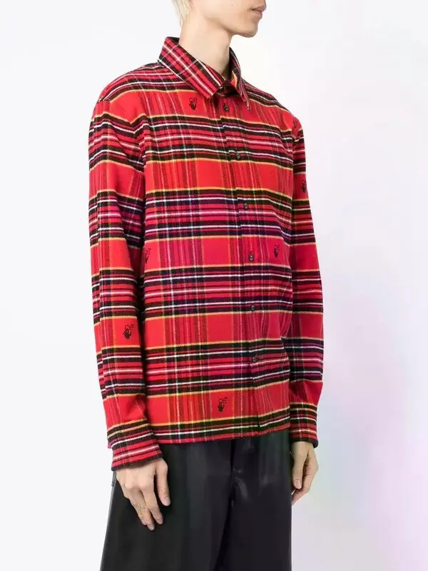 Off-White Tartan-check Logo-embroidered Shirt