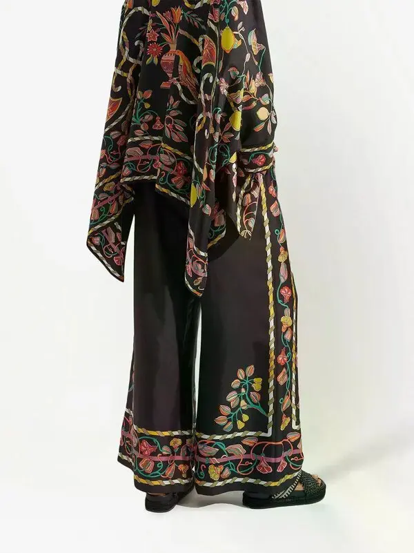 La DoubleJ High-waisted Printed Palazzo Trousers - Black