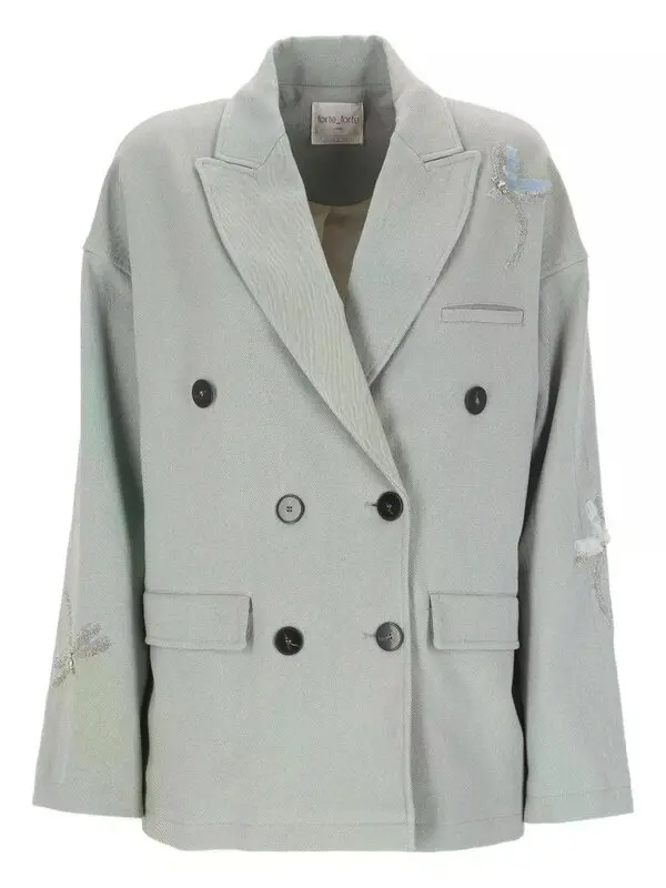FORTE_FORTE Embroidered Double-breasted Blazer