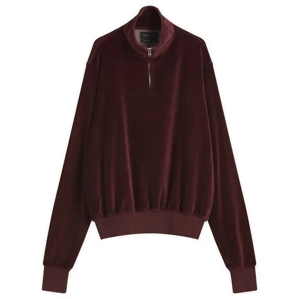 LES TIEN Velour Branded Half Zip Pullover