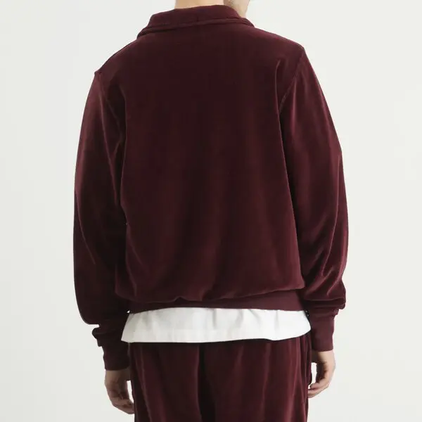 LES TIEN Velour Branded Half Zip Pullover
