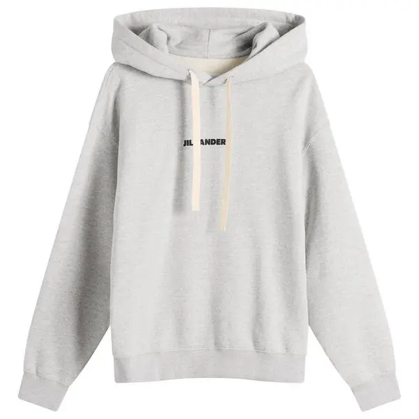 JIL SANDER Printed Cotton Jersey Hoodie - Grey