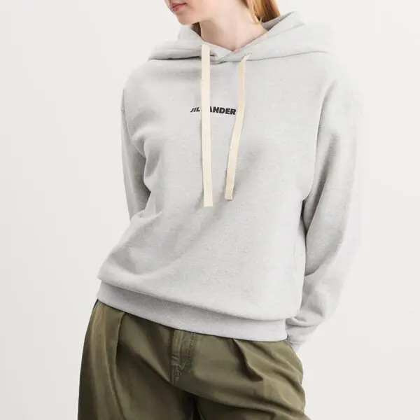 JIL SANDER Printed Cotton Jersey Hoodie - Grey