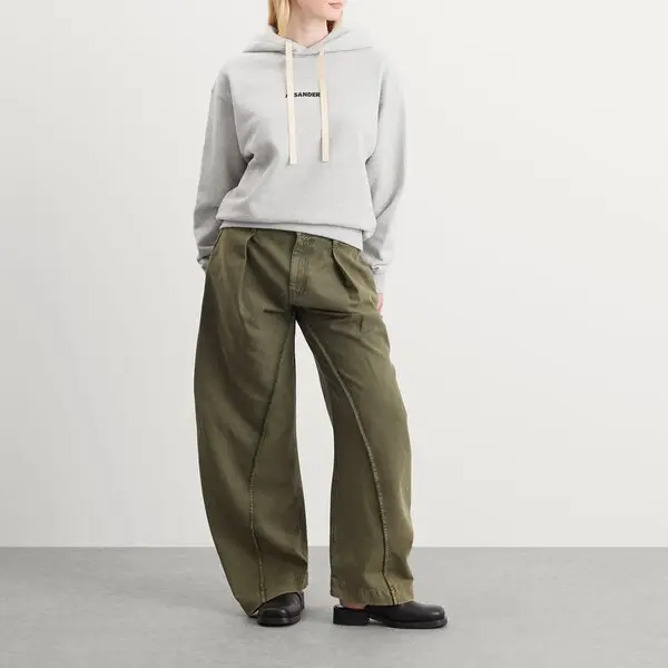 JIL SANDER Printed Cotton Jersey Hoodie - Grey