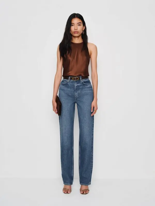 REFORMATION Harriet High Rise Relaxed Straight Jeans Denim - Blue