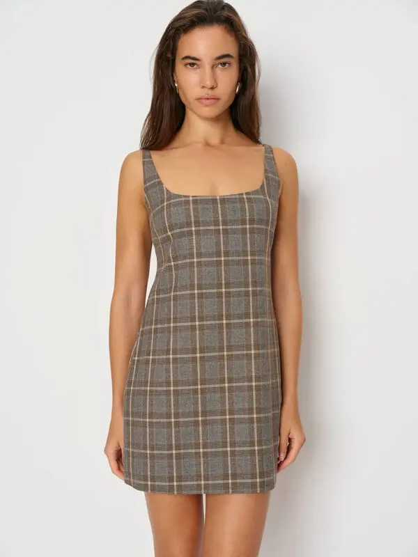 REFORMATION Elinda Mini Dress - Cafe Plaid