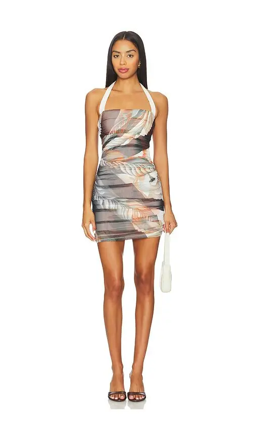 AFRM Bonnie Ruched Halterneck Mini Dress