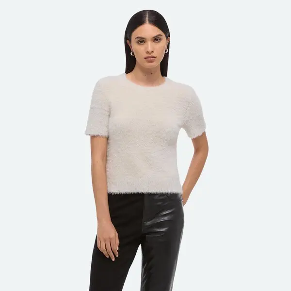 Helmut Lang Cropped Sweater Tee - Ivory