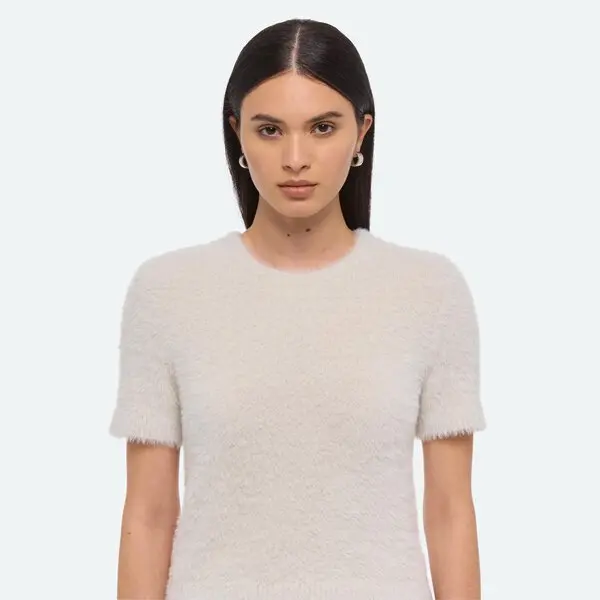 Helmut Lang Cropped Sweater Tee - Ivory