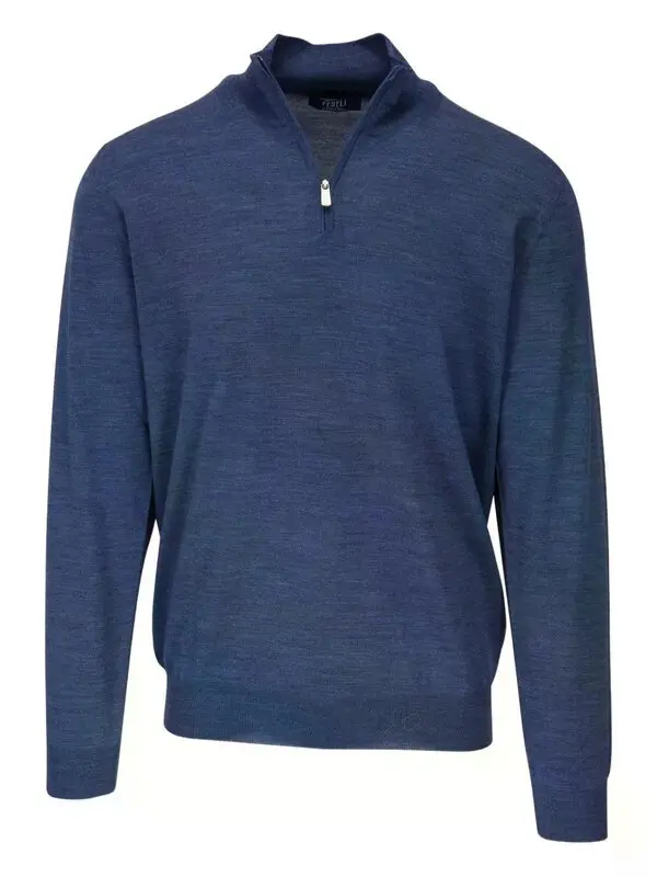 Fedeli Half-zip Wool Sweater - Blue