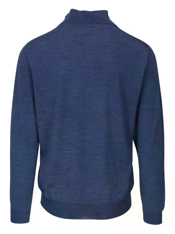 Fedeli Half-zip Wool Sweater - Blue
