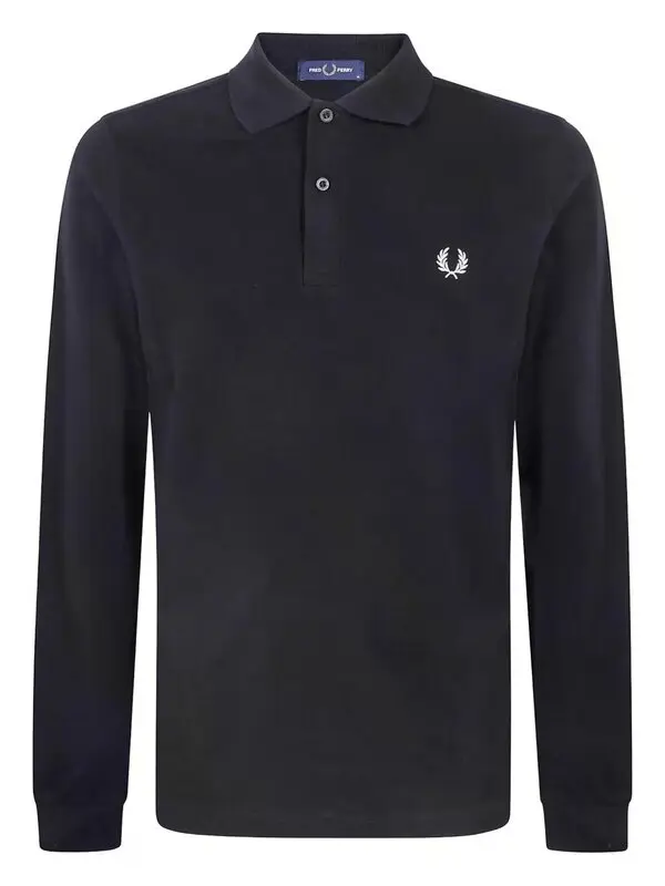 Fred Perry Embroidered Long-sleeve Polo Shirt - Black