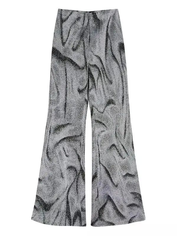 MARGHERITA MACCAPANI Swirl-print Flared Trousers - Black