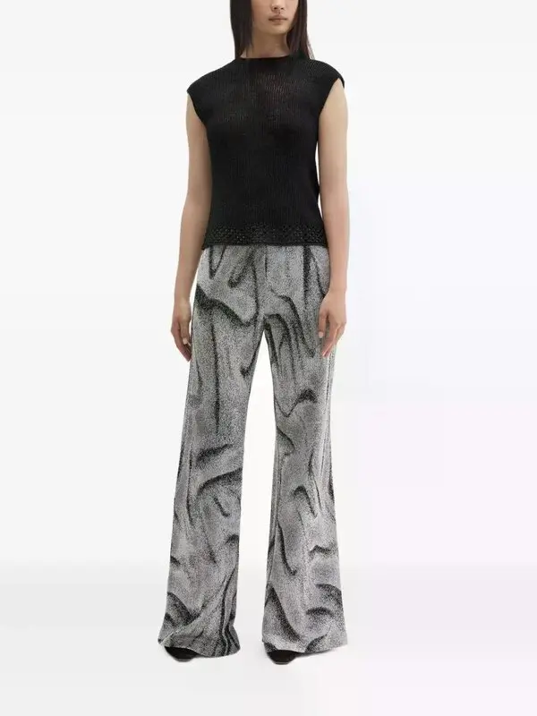 MARGHERITA MACCAPANI Swirl-print Flared Trousers - Black