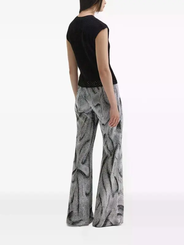 MARGHERITA MACCAPANI Swirl-print Flared Trousers - Black