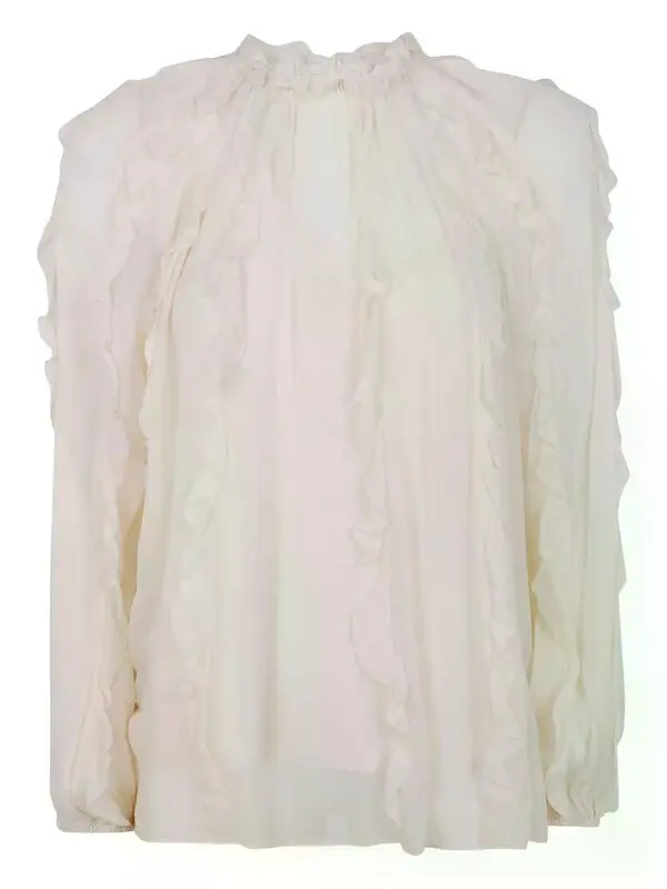 Zimmermann Ruffled High-neck Blouse - Neutrals