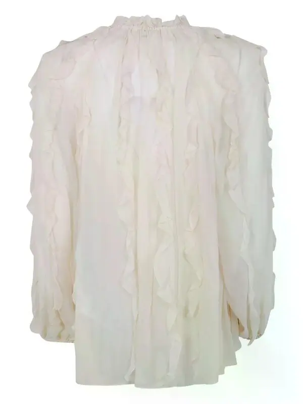 Zimmermann Ruffled High-neck Blouse - Neutrals
