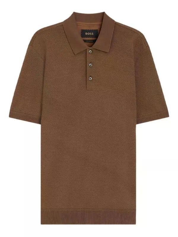 BOSS Textured Polo Shirt - Brown