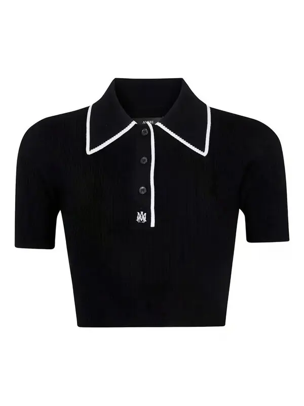 Amiri Embroidered Ribbed-knit Polo Top