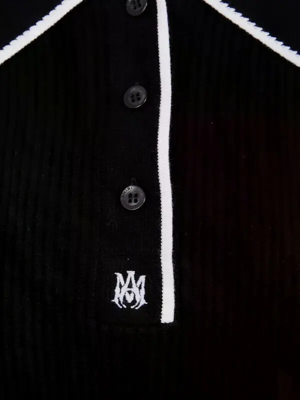Amiri Embroidered Ribbed-knit Polo Top