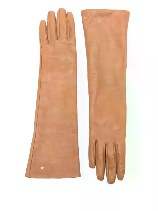Max Mara Lambskin Leather Gloves - Brown
