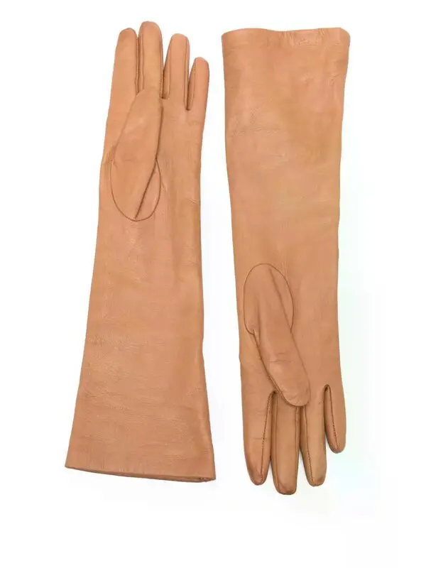 Max Mara Lambskin Leather Gloves - Brown