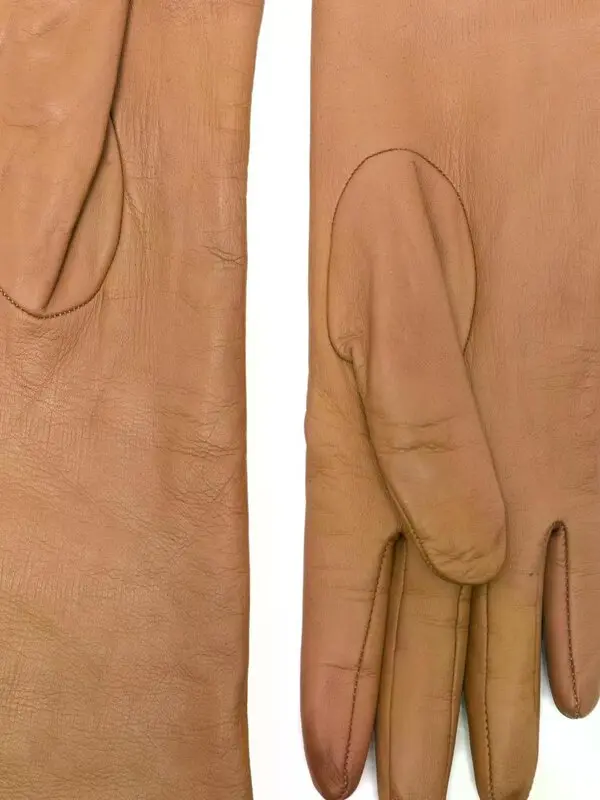 Max Mara Lambskin Leather Gloves - Brown